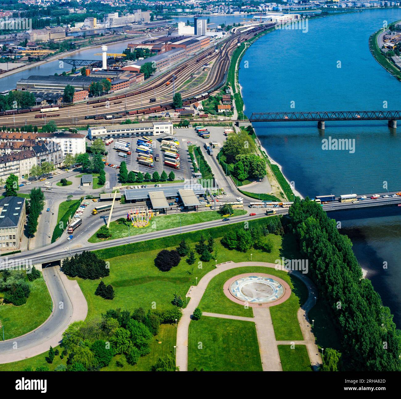 Strasbourg, French police & customs checkpoint, French German border ...