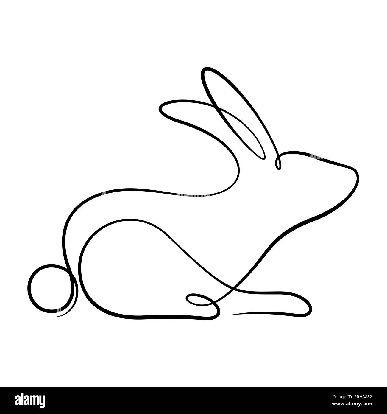 continuous line drawing of bunny calligraphy style for easter,mid ...