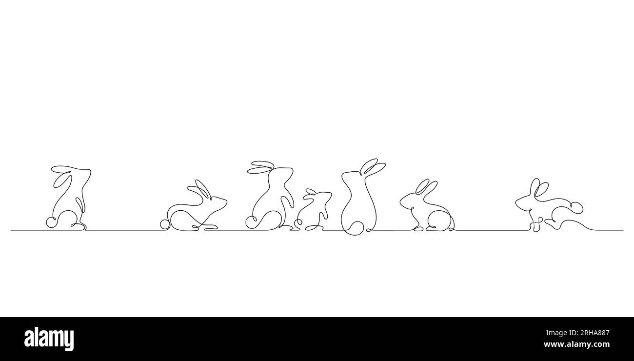 rabbit family celebrate mid autumn festival together in one line ...