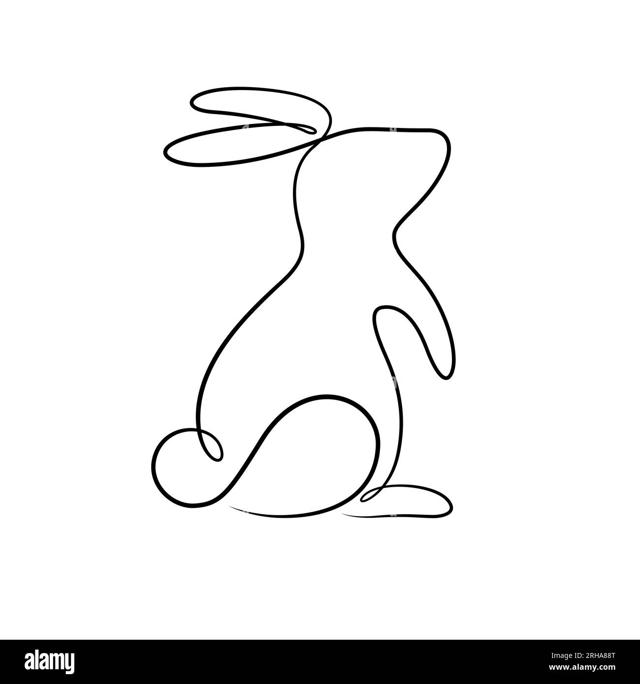 one line drawing of rabbit calligraphy style for easter,mid autumn ...