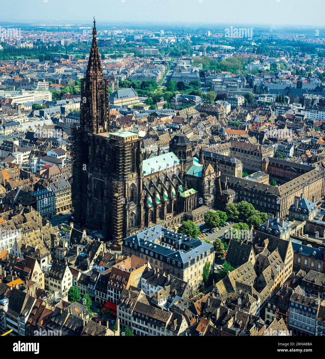 Strasbourg, cathedral, old town, city aerial view, Alsace, France ...