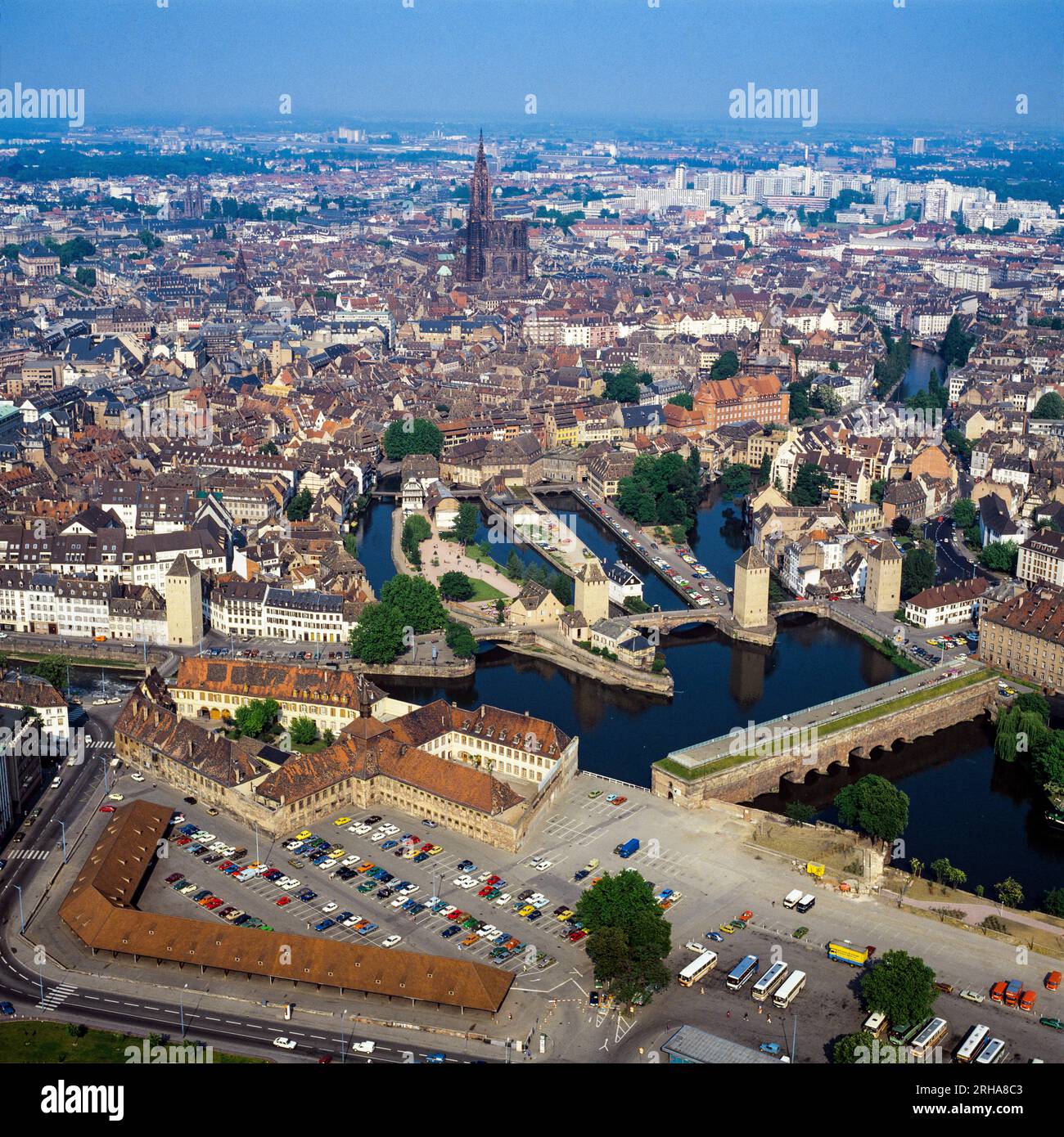 Strasbourg, La Petite France district, city aerial view, Alsace, France ...