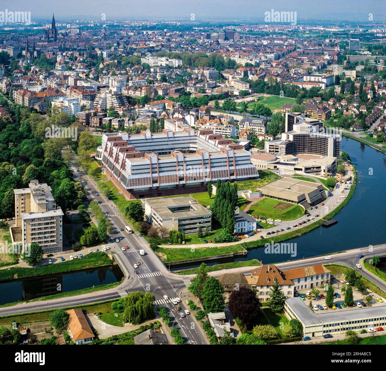 Strasbourg, Council of Europe building, Palais de l'Europe, city aerial ...