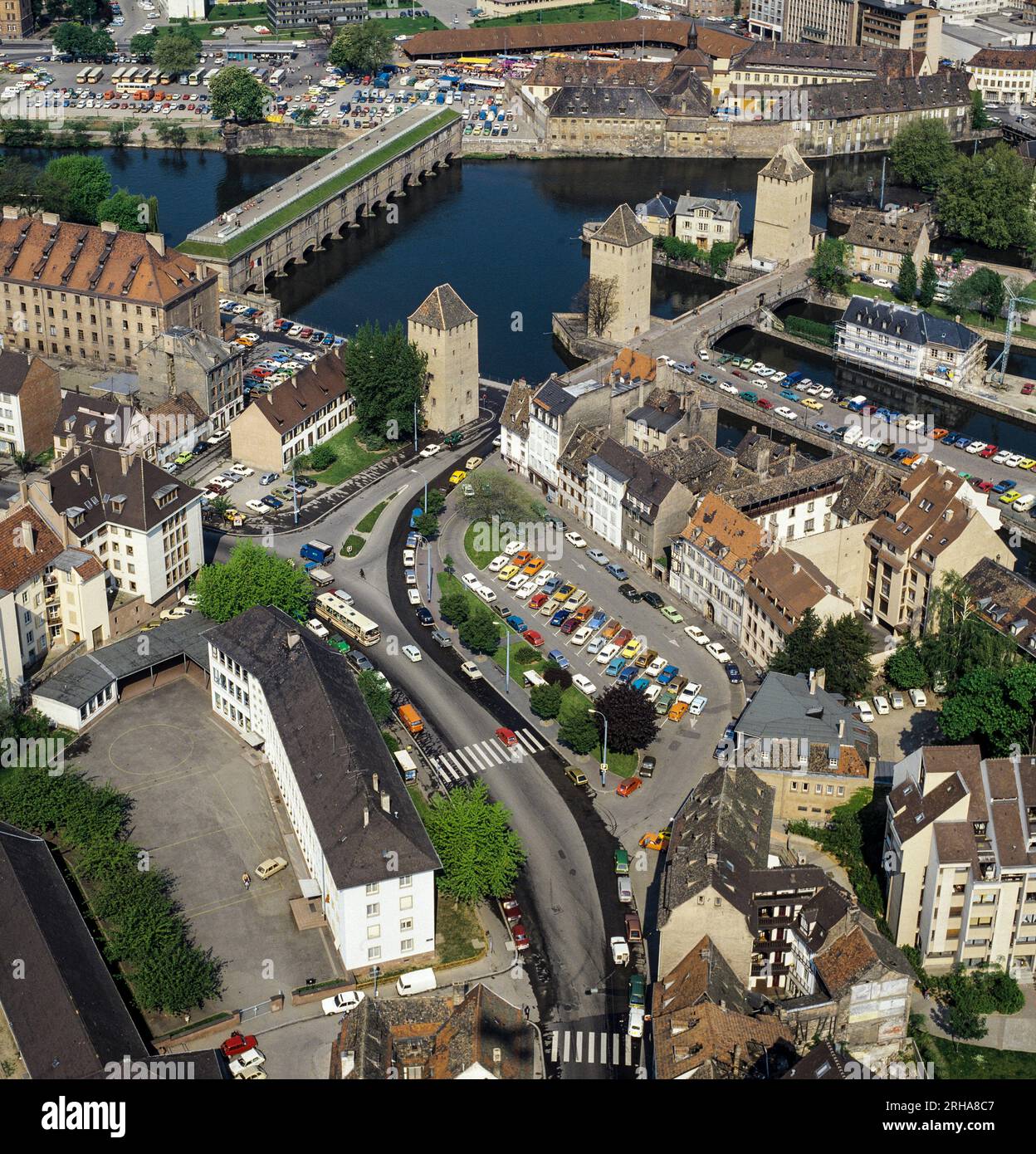 Strasbourg, La Petite France district, city aerial view, Alsace, France ...