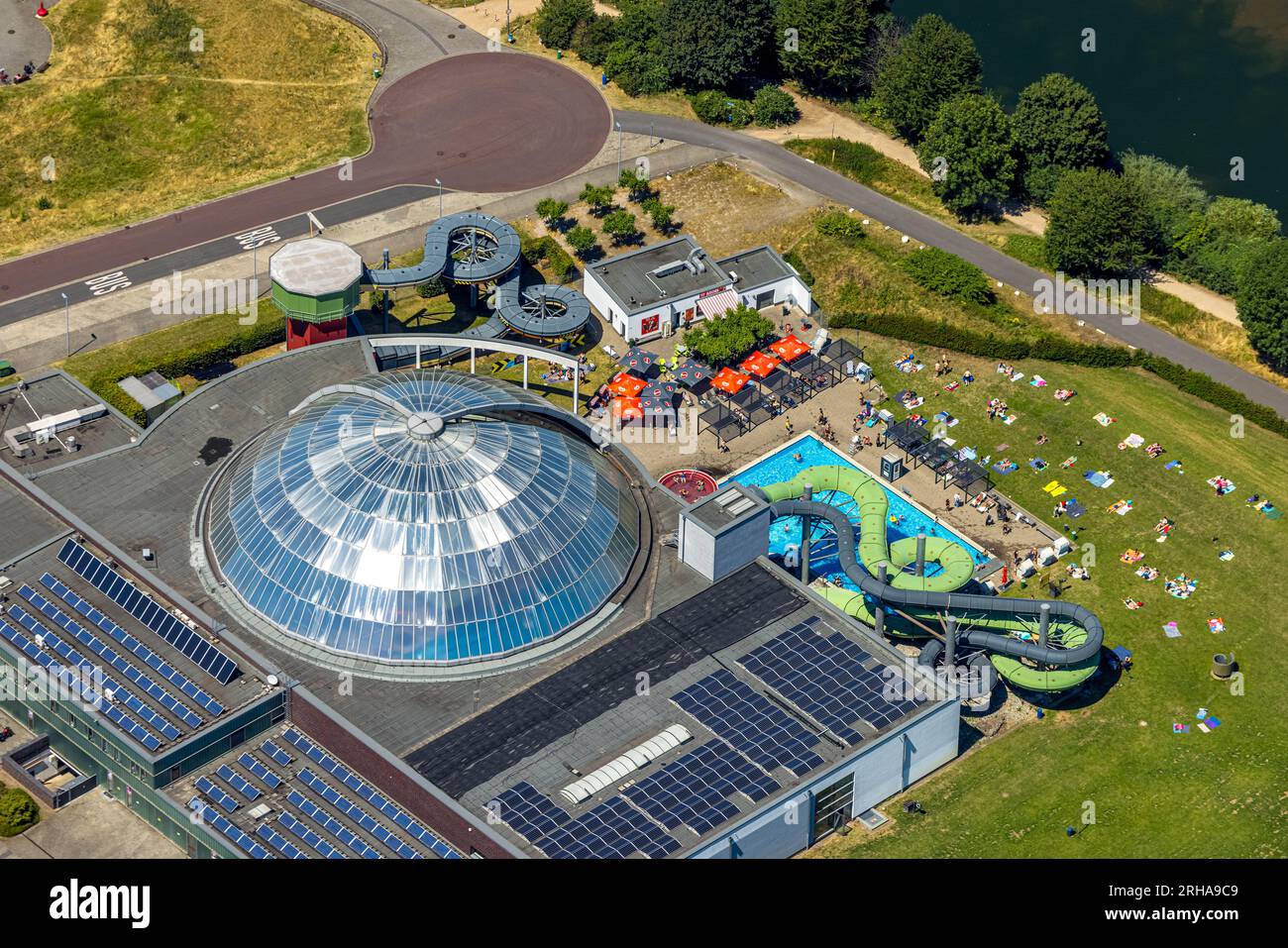 Aerial view, Westfield Centro shopping center, Neue Mitte, AQUApark ...