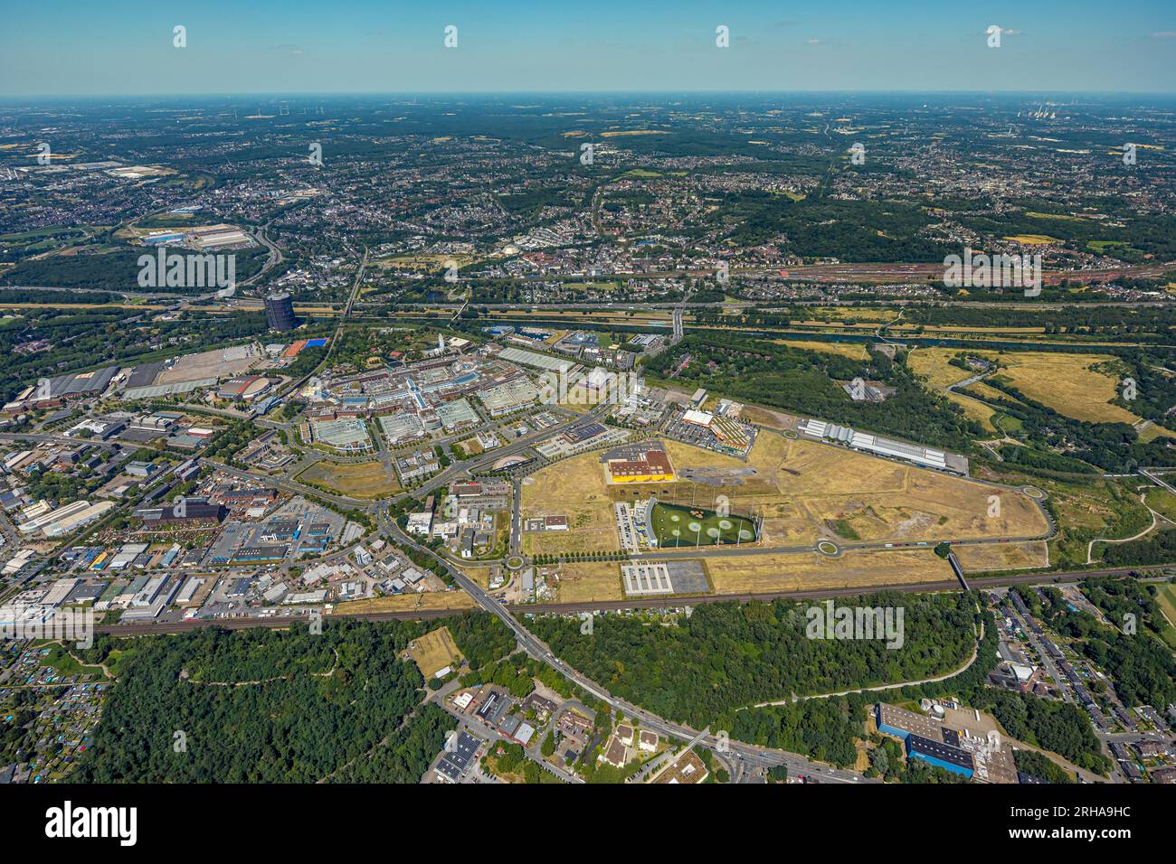 Aerial view, Westfield Centro shopping center, Neue Mitte, Topgolf ...