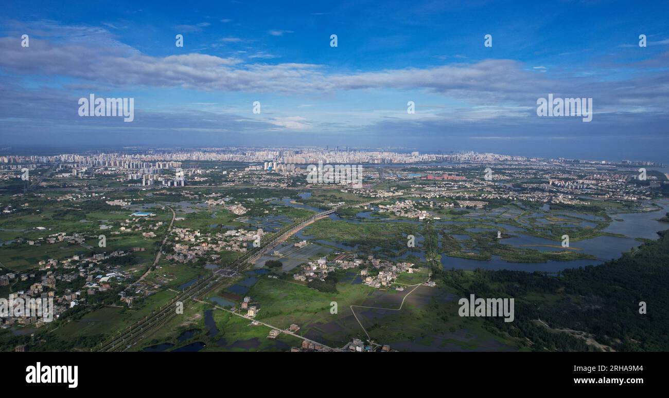 Haikou. 6th Aug, 2023. This aerial photo taken on Aug. 6, 2023 shows a ...