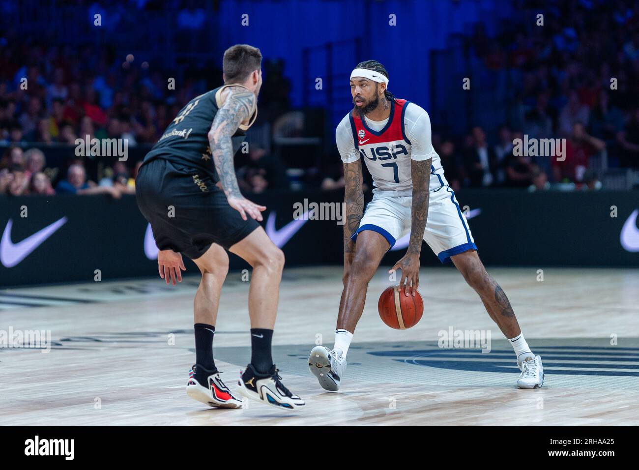 Brandon Ingram (R) seen in action during the Friendly match between ...