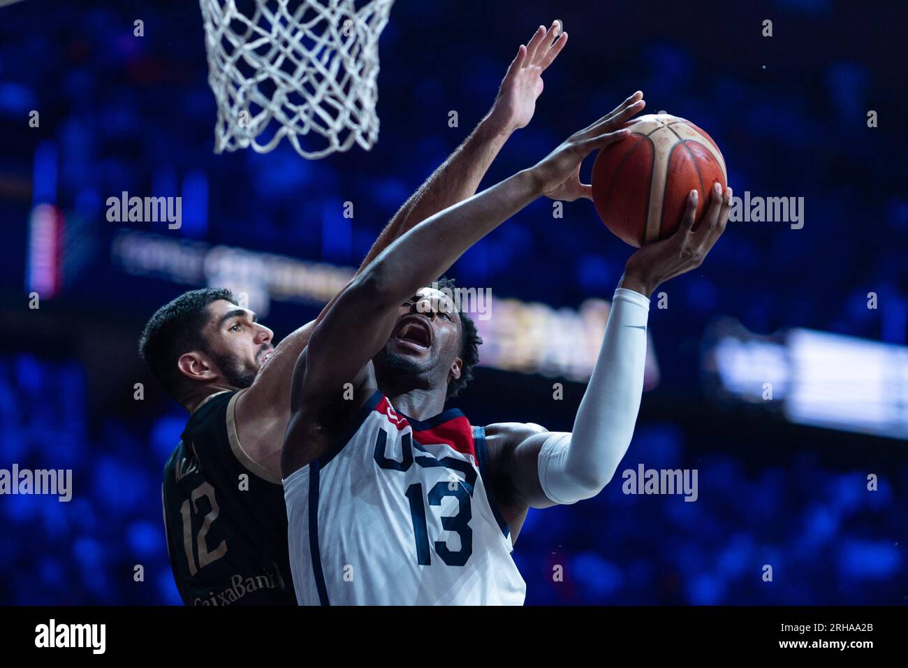 Jaren Jackson Jr (R) and Santi Aldama (L) seen in action during the ...