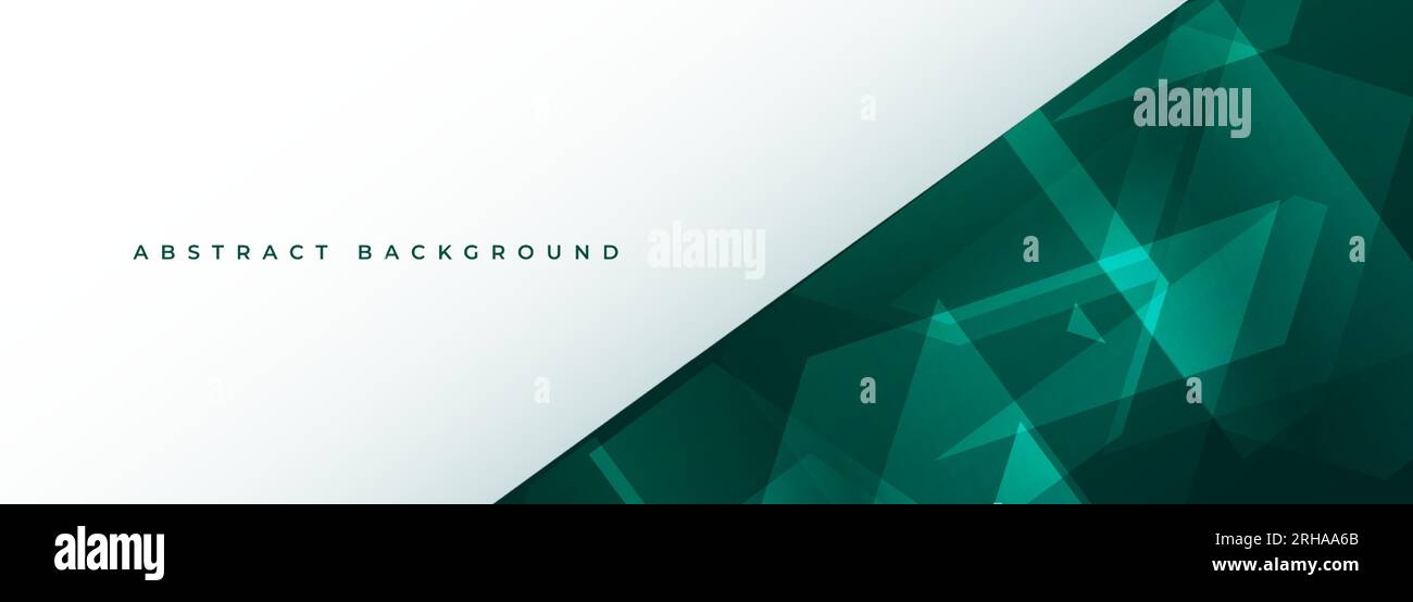 White and green wide abstract background with geometric shapes. Green ...