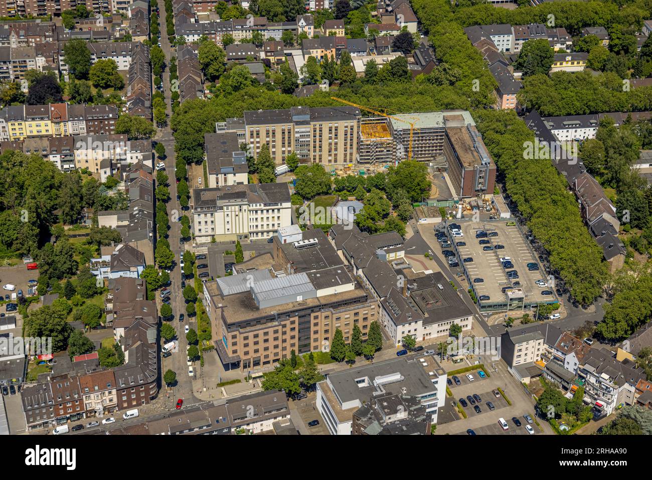 Aerial view, EKO Evang. hospital Oberhausen, Marlenviertel East ...