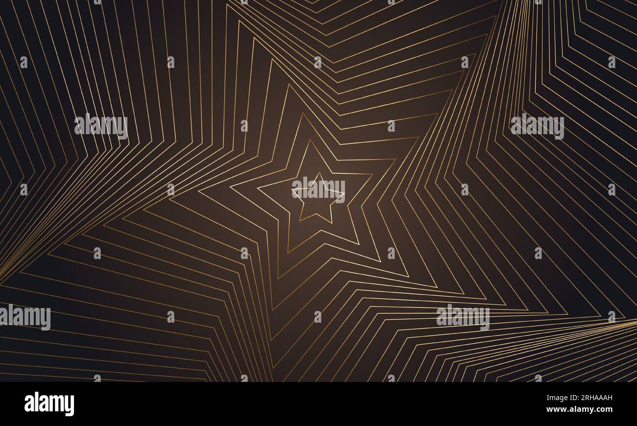 Abstract luxury golden star shapes from lines on brown background ...