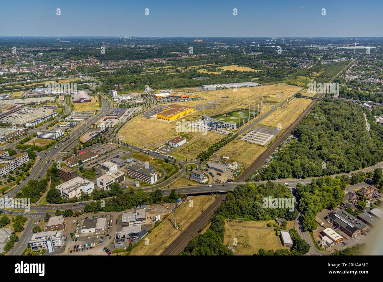 Aerial view, Westfield Centro shopping center, Neue Mitte, Topgolf ...