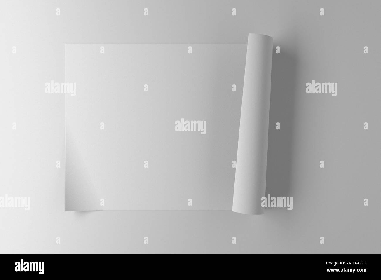 A piece of white paper with curved edges on white background Stock ...