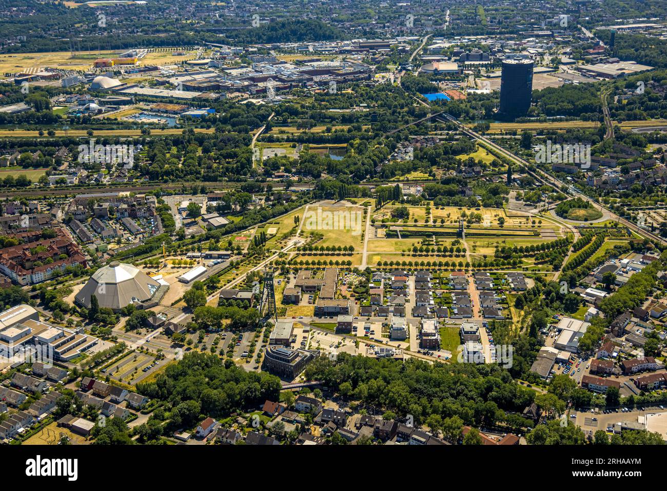 Aerial view, garden dome in OLGA Park, housing estate former Osterfeld ...