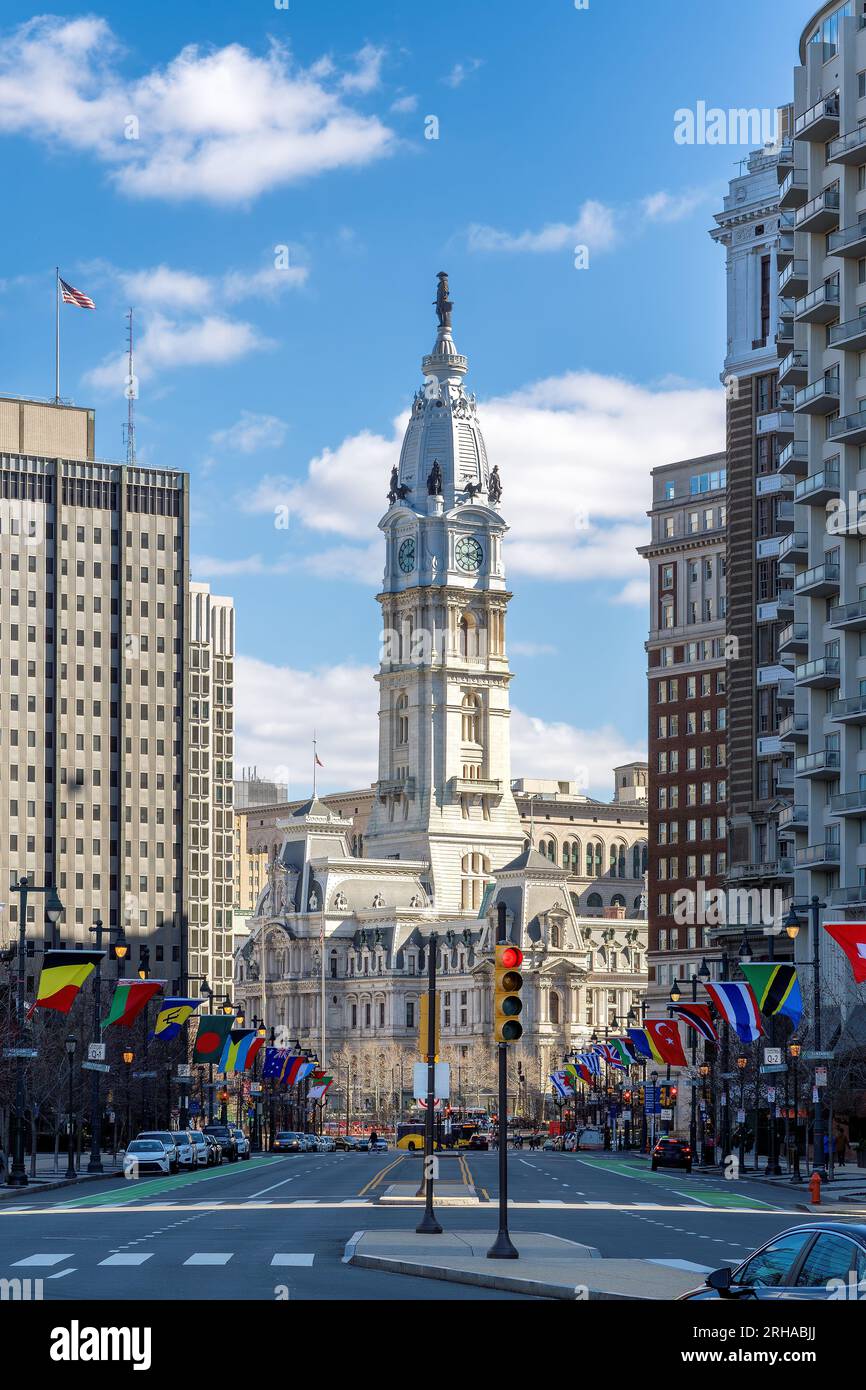 Historic City Hall in Philadelphia downtown, Pennsylvania, USA Stock ...