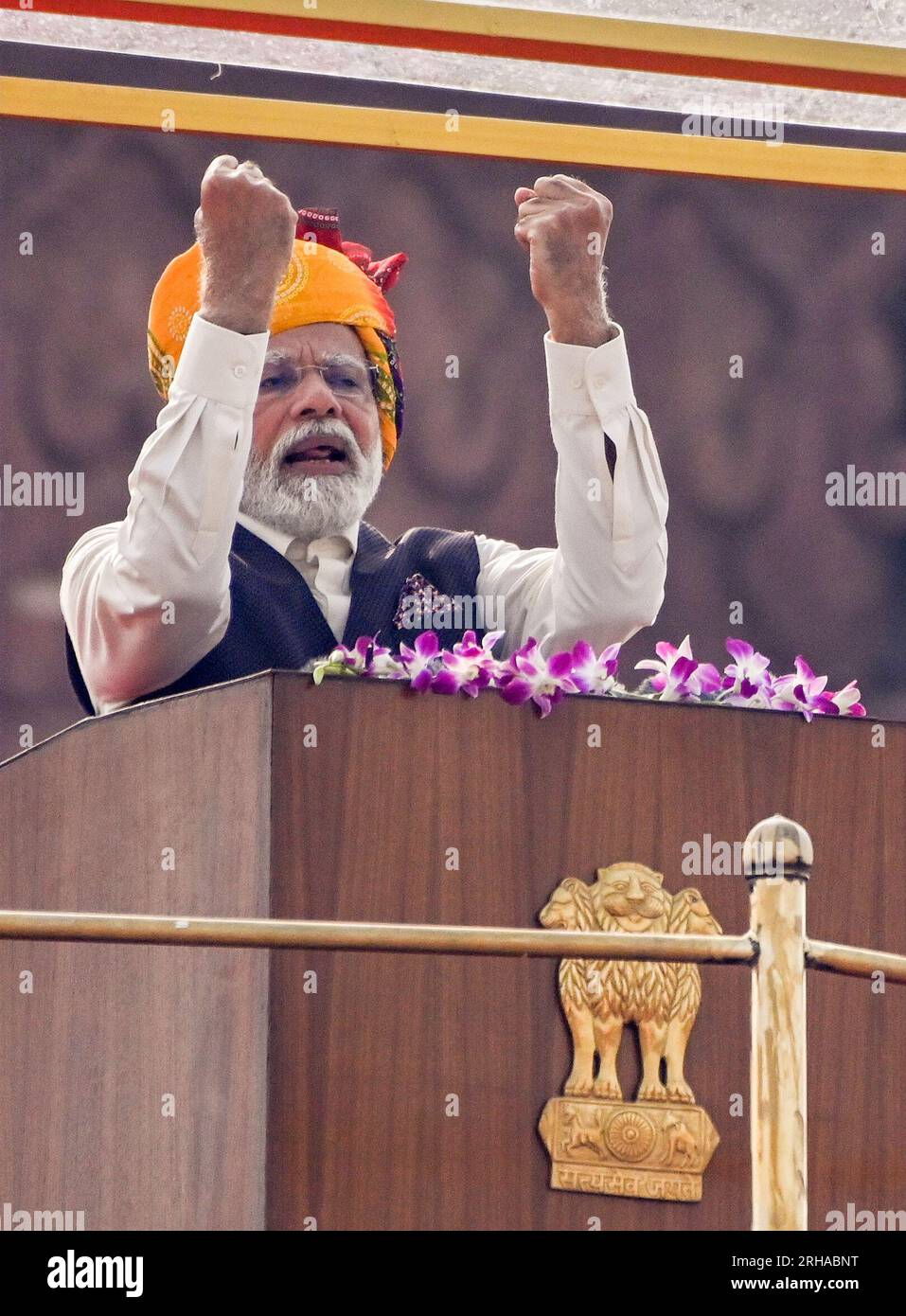 NEW DELHI, INDIA - AUGUST 15: Prime Minister Narendra Modi addresses ...