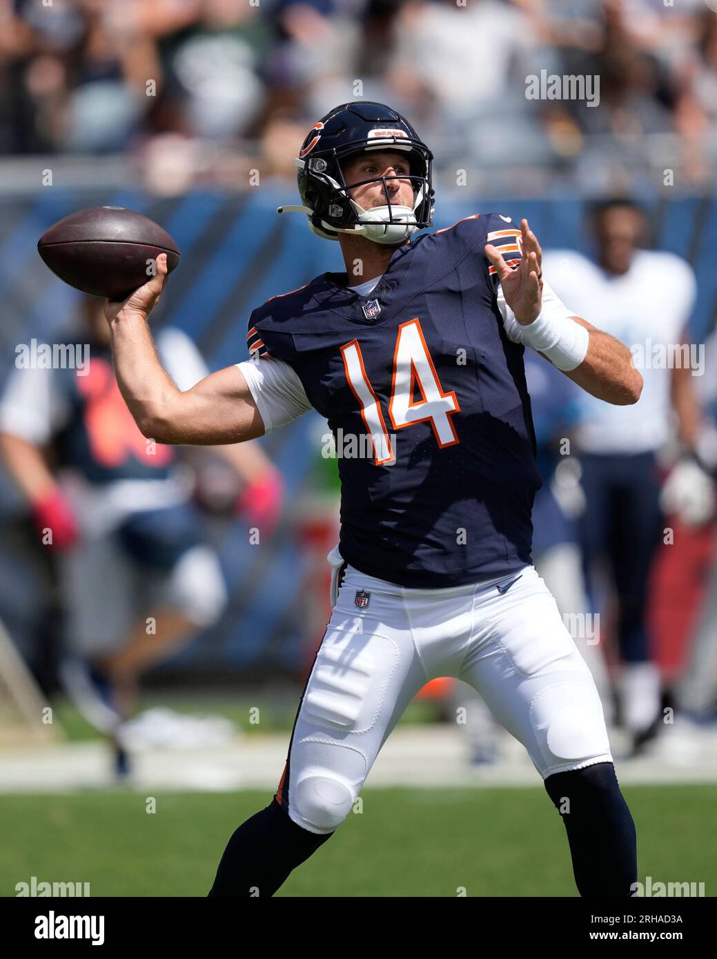 Chicago Bears quarterback Nathan Peterman passes in an NFL preseason ...