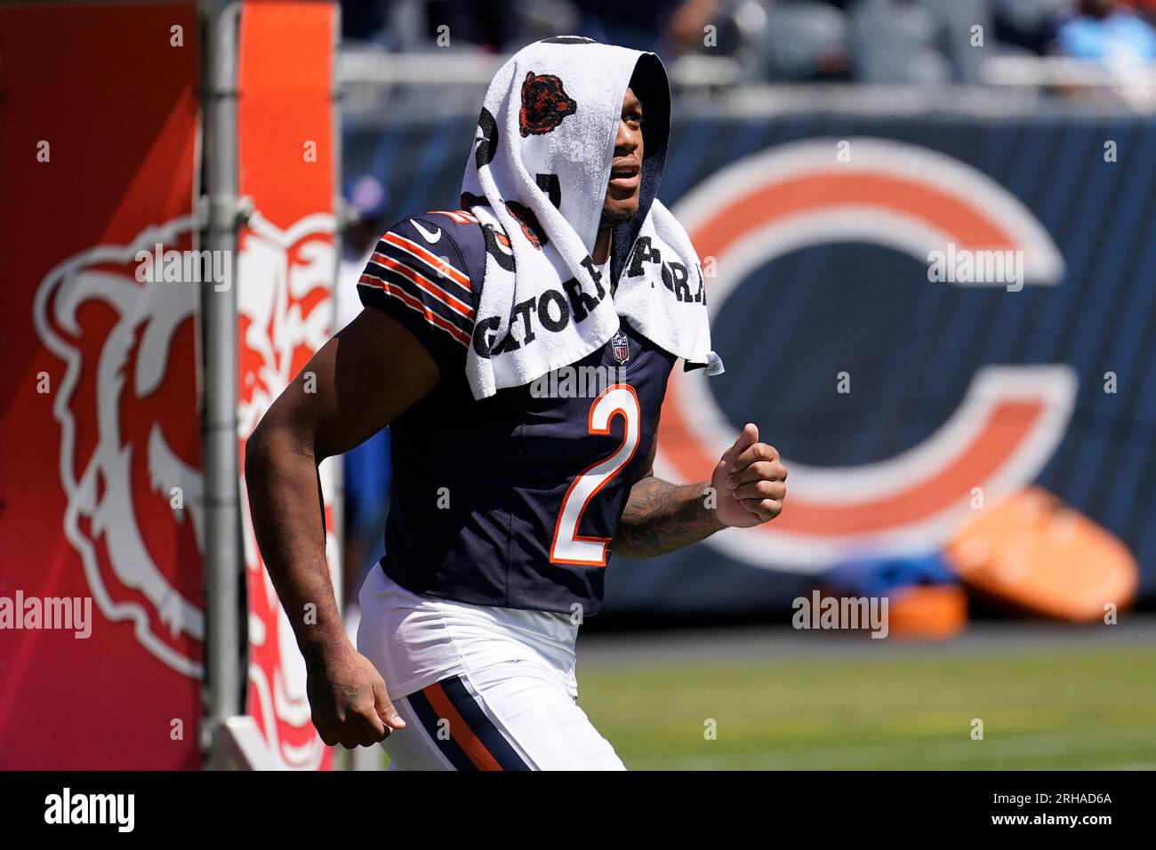 Chicago Bears wide receiver DJ Moore is introduced at the start of an ...