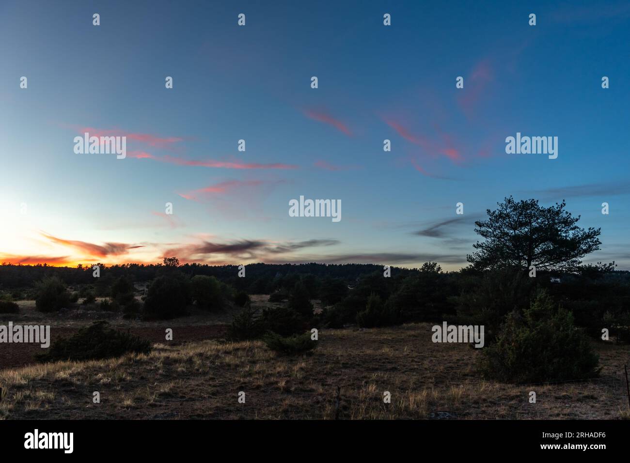 Cloud and bright sky during a sunset. Le Rozier, Millau, Grands Causses ...