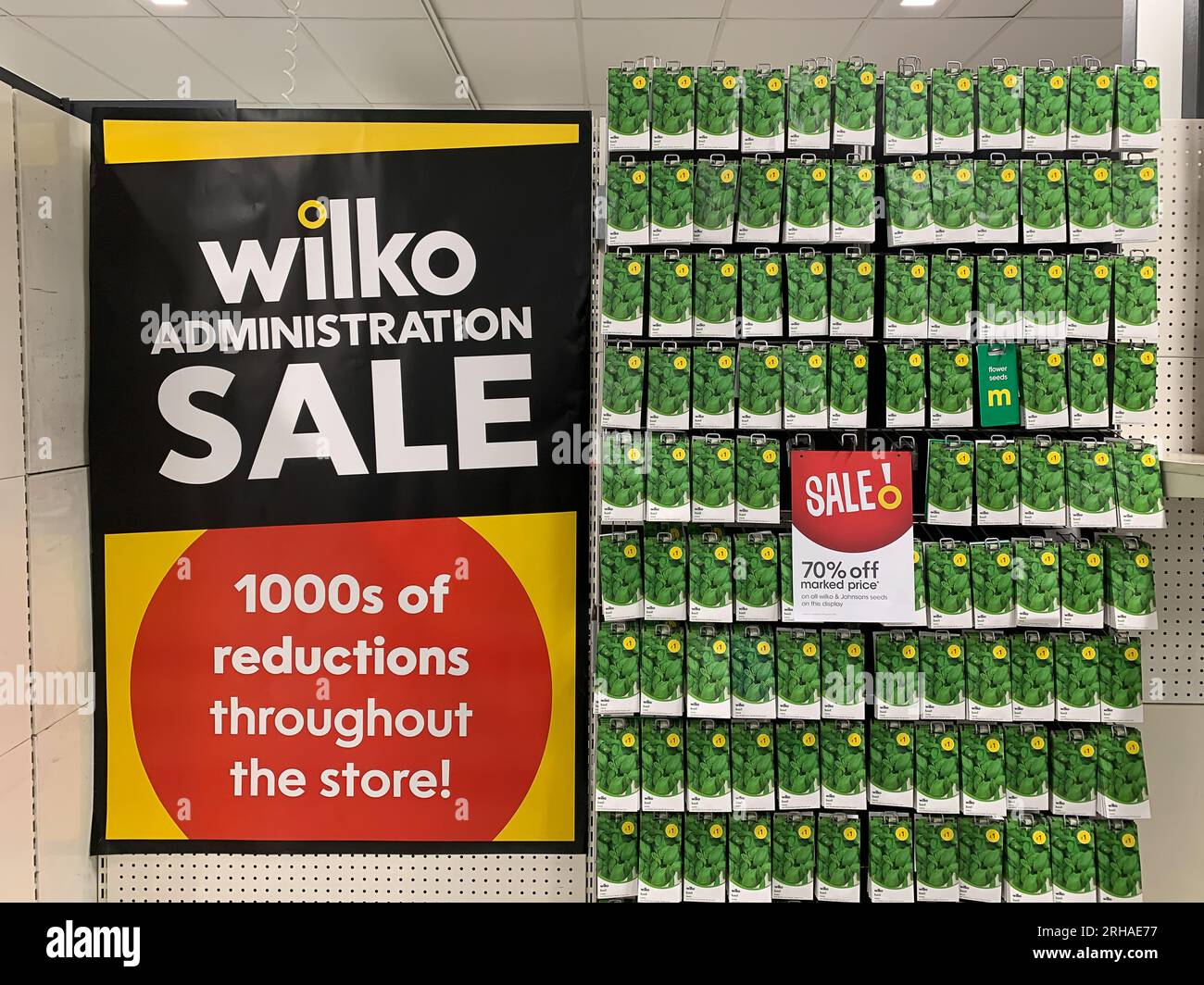 Maidenhead, Berkshire, UK. 15th August, 2023. Wilko Administration posters have gone up in a ...