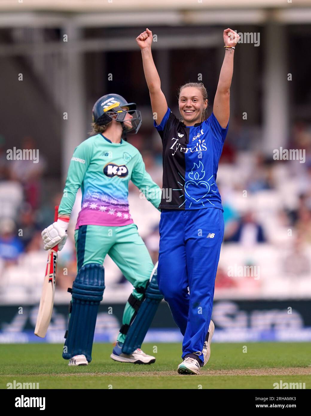 London Spirit’s Tara Norris celebrates taking the wicket of Oval ...