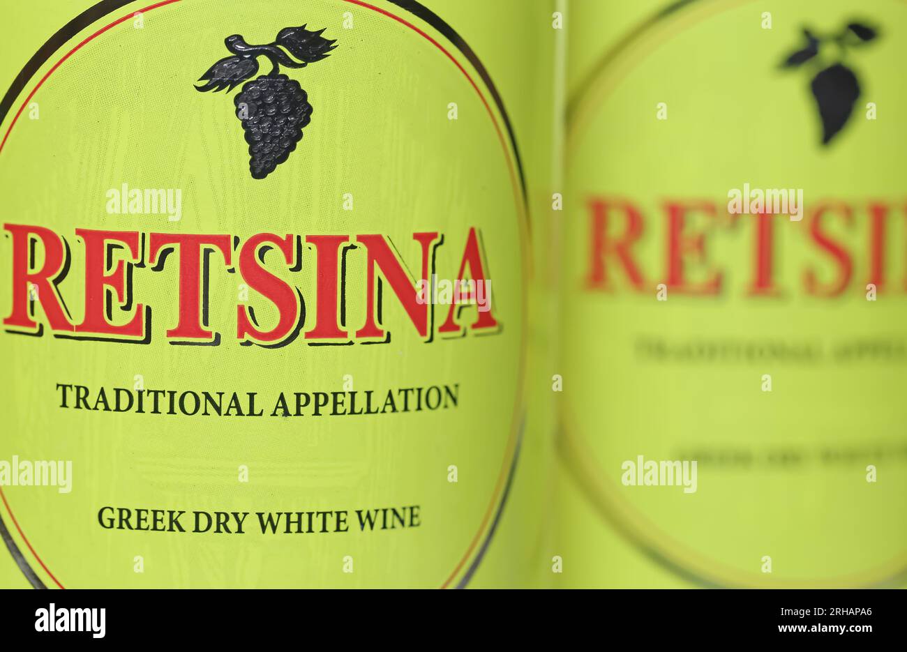 Viersen, Germany - June 9. 2023: Closeup of greek white wine yellow ...