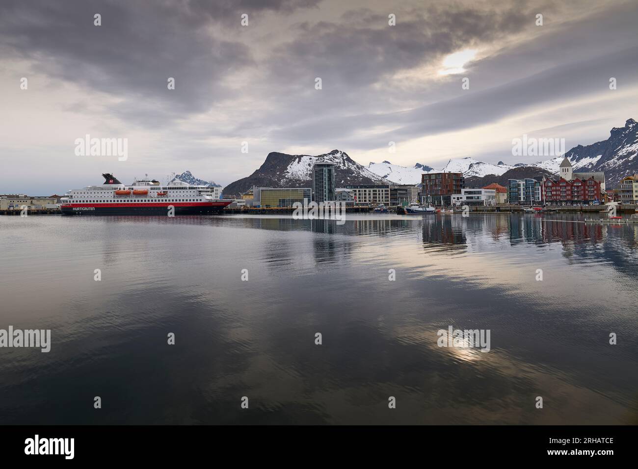 The Norwegian Hurtigruten Ferry, MS NORDNORGE, Moored In The Town Of ...