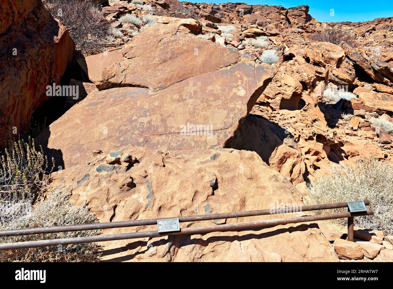 Namibia. Prehistoric rock engravings in Twyfelfontein archaeological ...