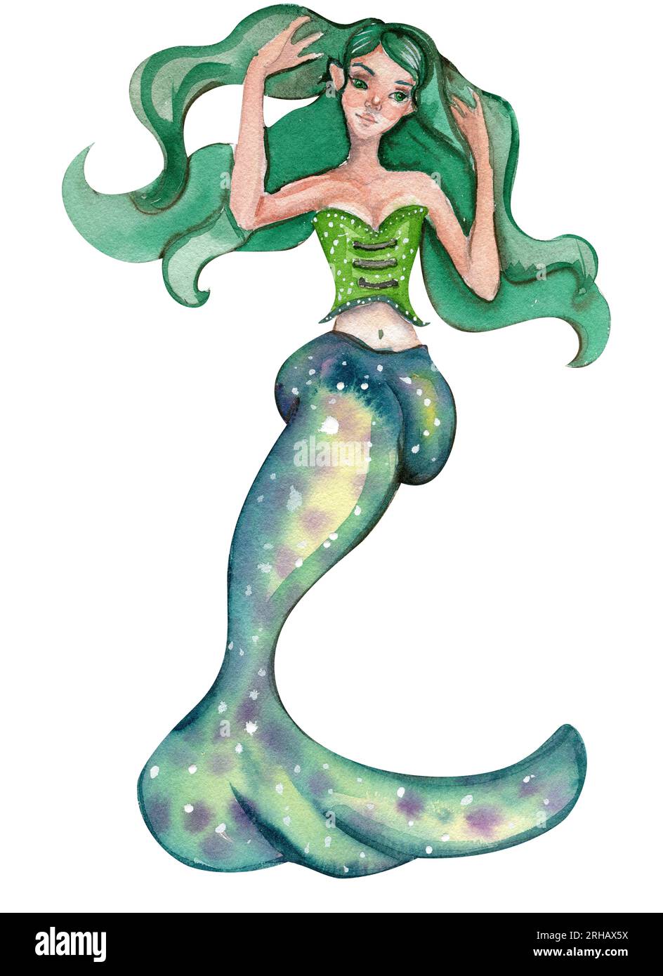 Watercolor mermaid. Watercolor hand drawn illustration. Perfect for ...