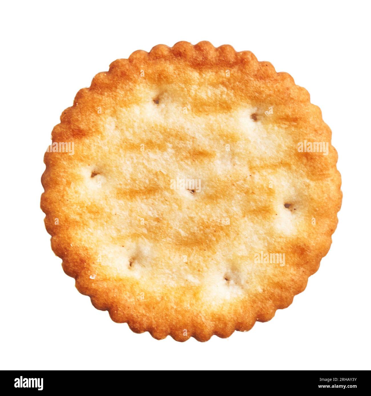 Delicious single salty biscuit over isolated white background Stock ...