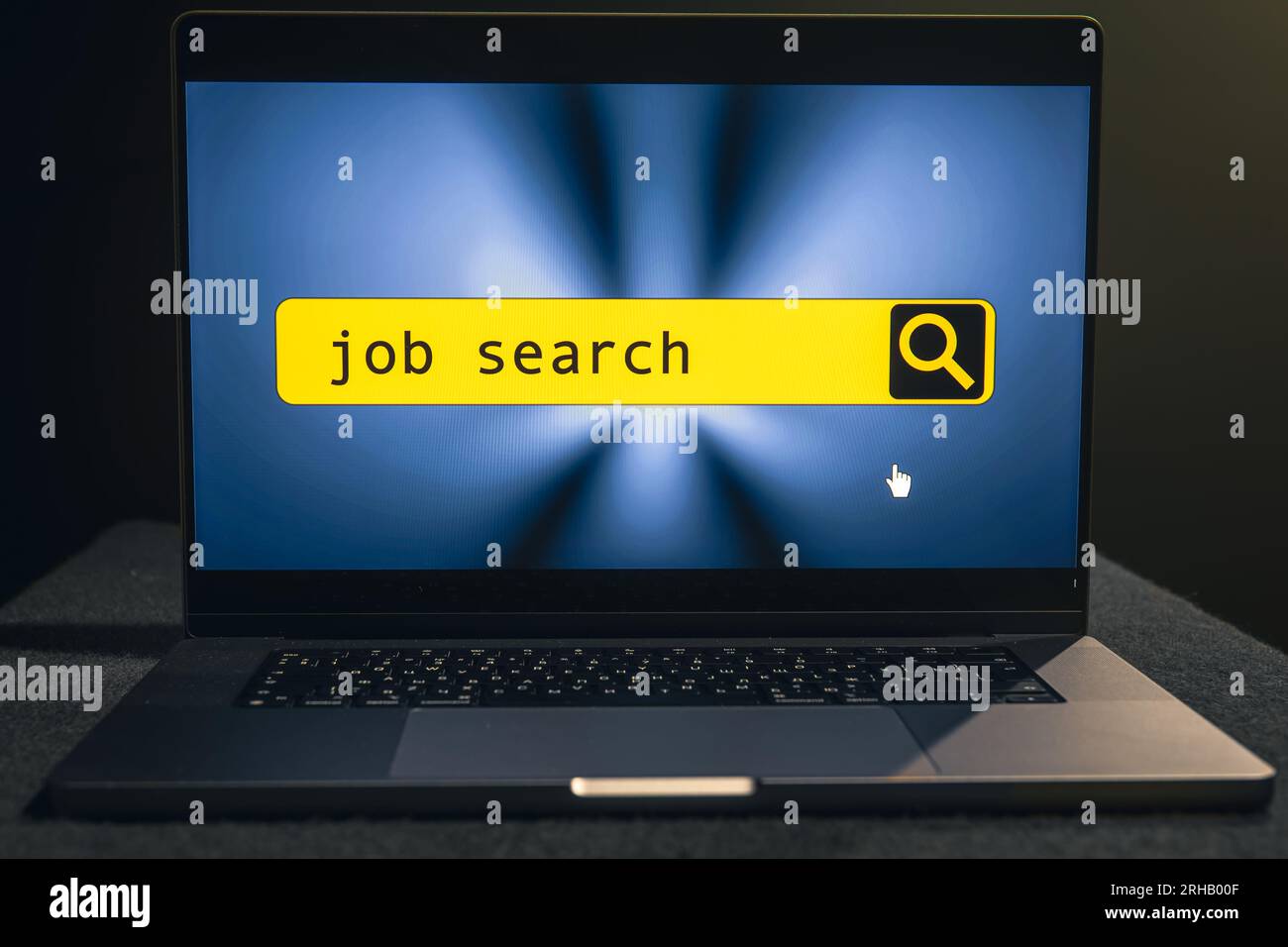 Laptop screen with line for job search Stock Photo - Alamy