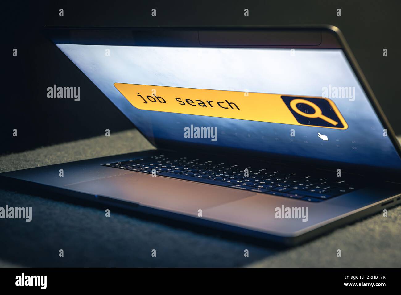 Laptop screen with line for job search Stock Photo - Alamy