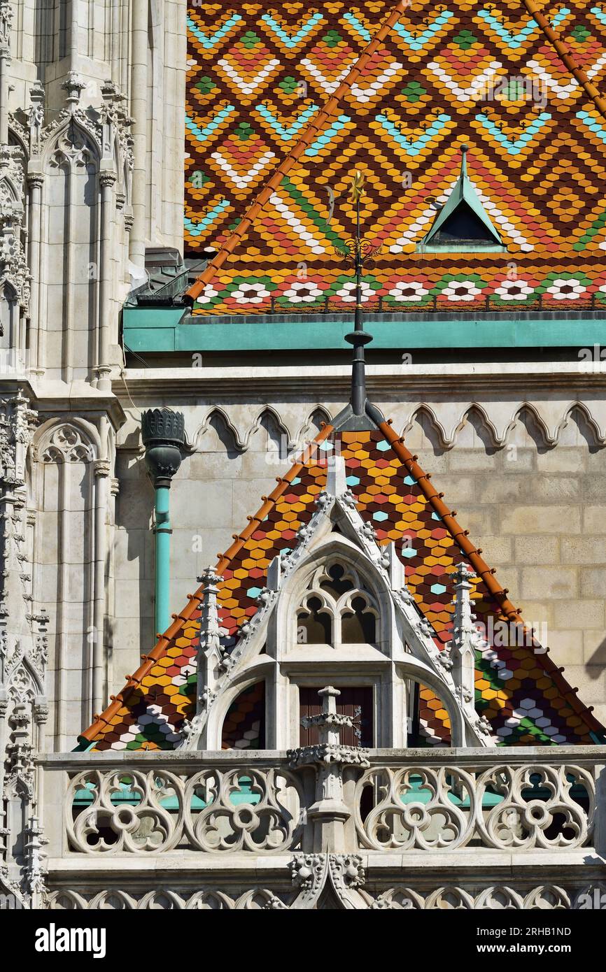 Detail of Matthias church in Buda Castle district, vertical Stock Photo ...