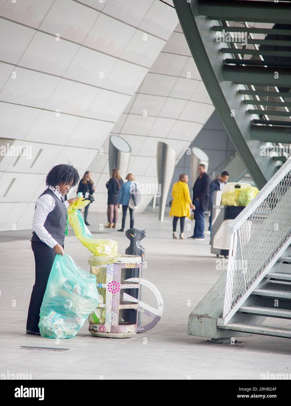 Paris, France - September 25, 2017: a cleaner in a public building ...