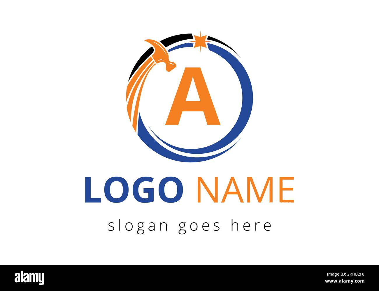 Letter A Hammer Logo Concept For Construction, Woodworking Company ...