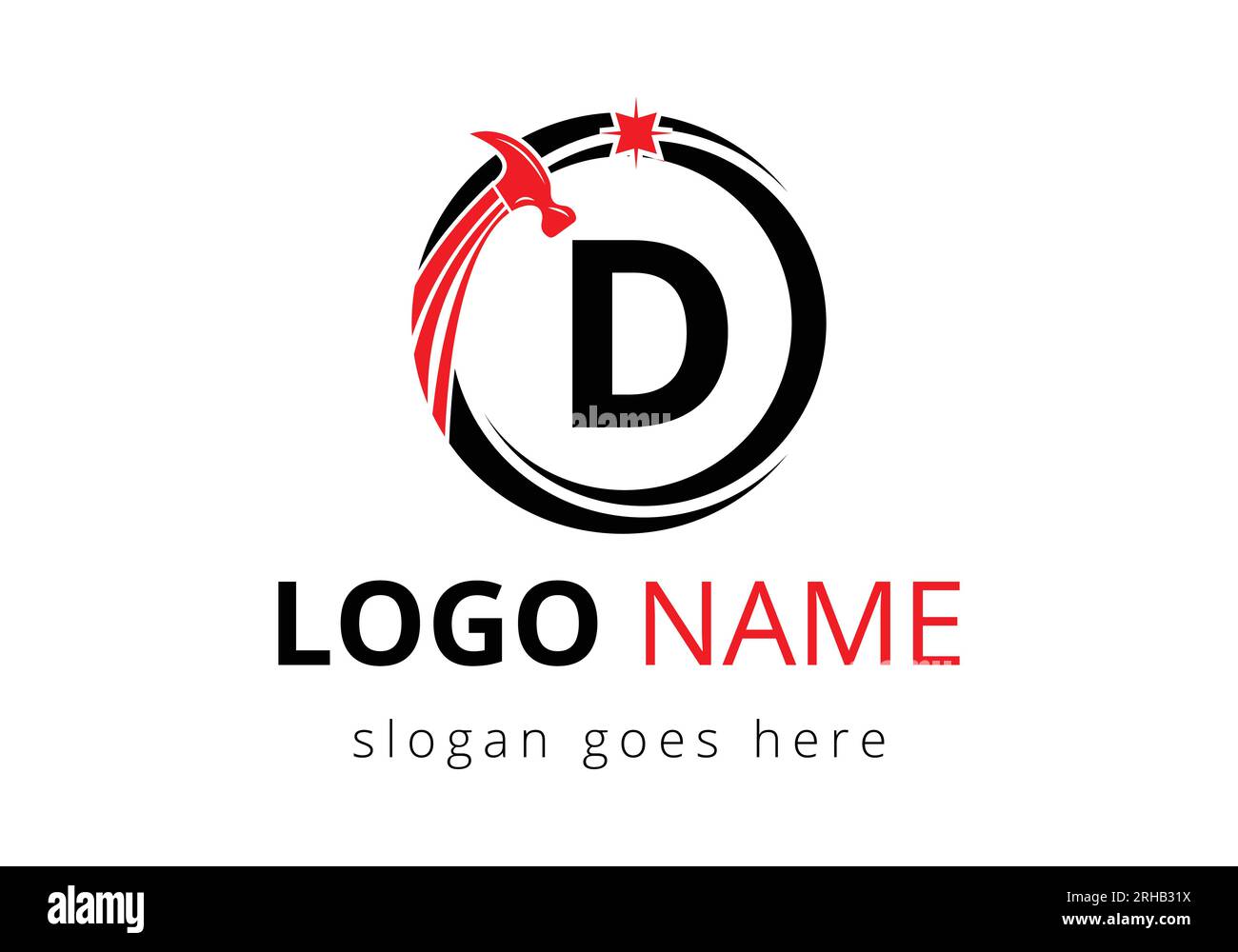 Letter D Hammer Logo Concept For Construction, Woodworking Company ...