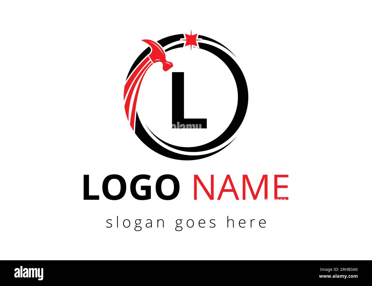 Letter L Hammer Logo Concept For Construction, Woodworking Company ...