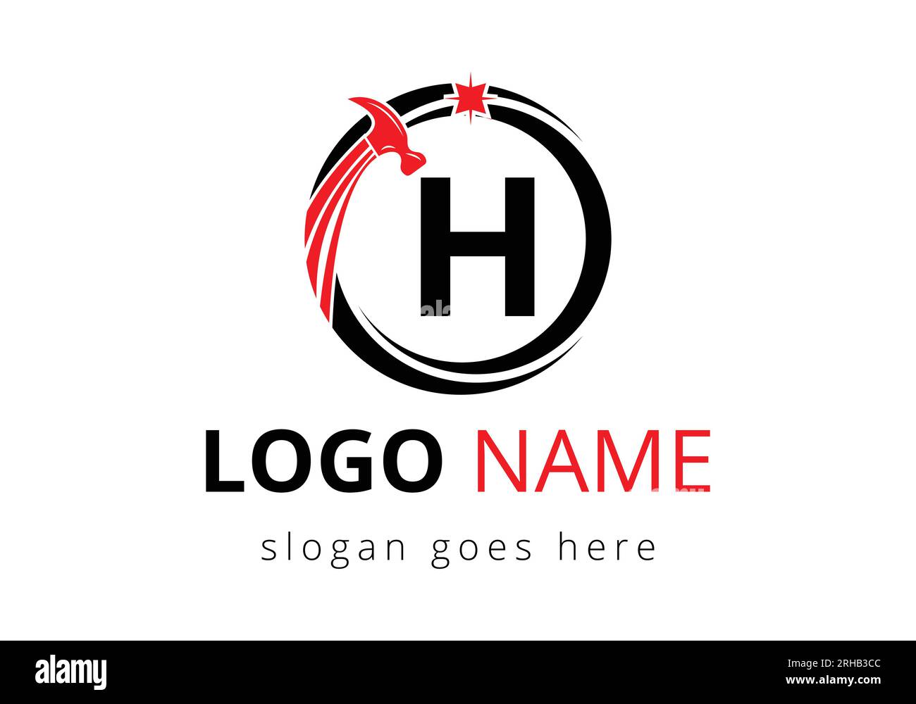Letter H Hammer Logo Concept For Construction, Woodworking Company ...