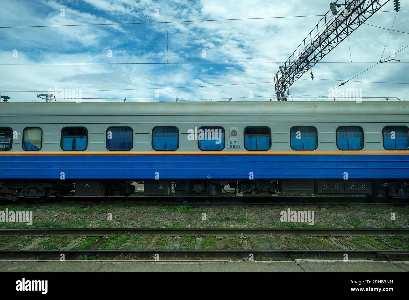 Almaty, Kazakhstan - August 8, 2023: Train at Almaty railway station in ...