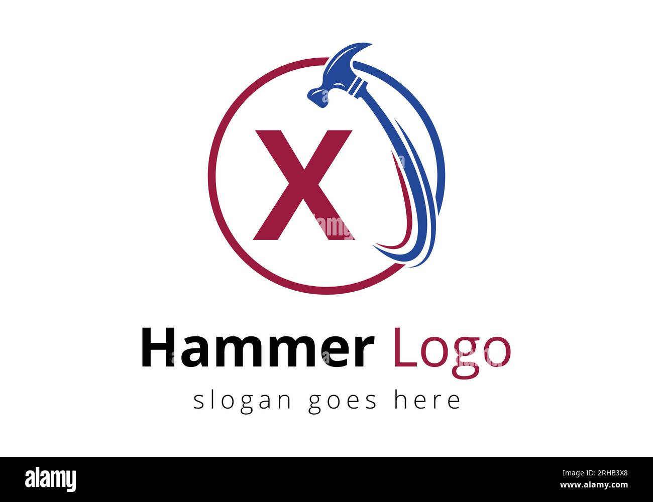 Letter X Hammer Logo Concept For Construction, Woodworking Company ...