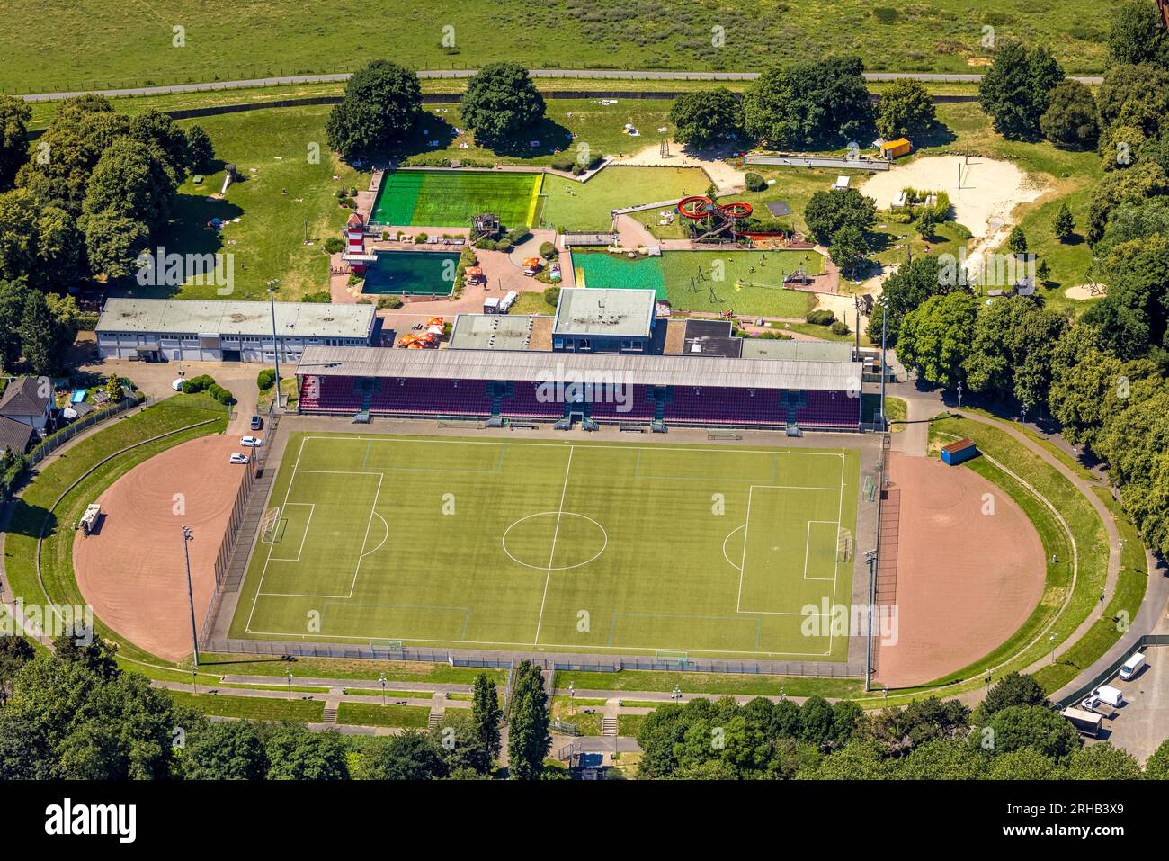 Aerial view, Ruhrstadion and natural swimming pool, Styrum - South ...