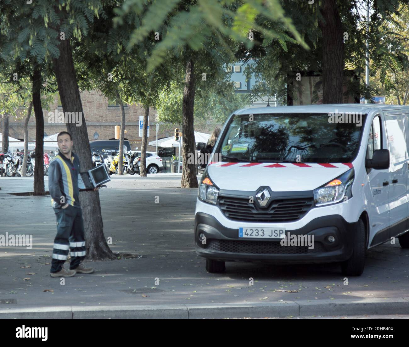 Barcelona, Spain - October 9, 2017: Technician reviewer check urban ...