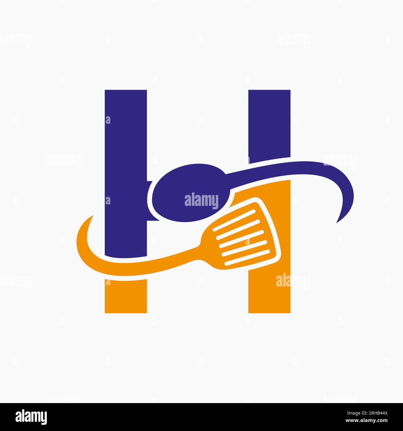 Letter H Restaurant Logo Combined with Spatula and Spoon Icon Stock ...