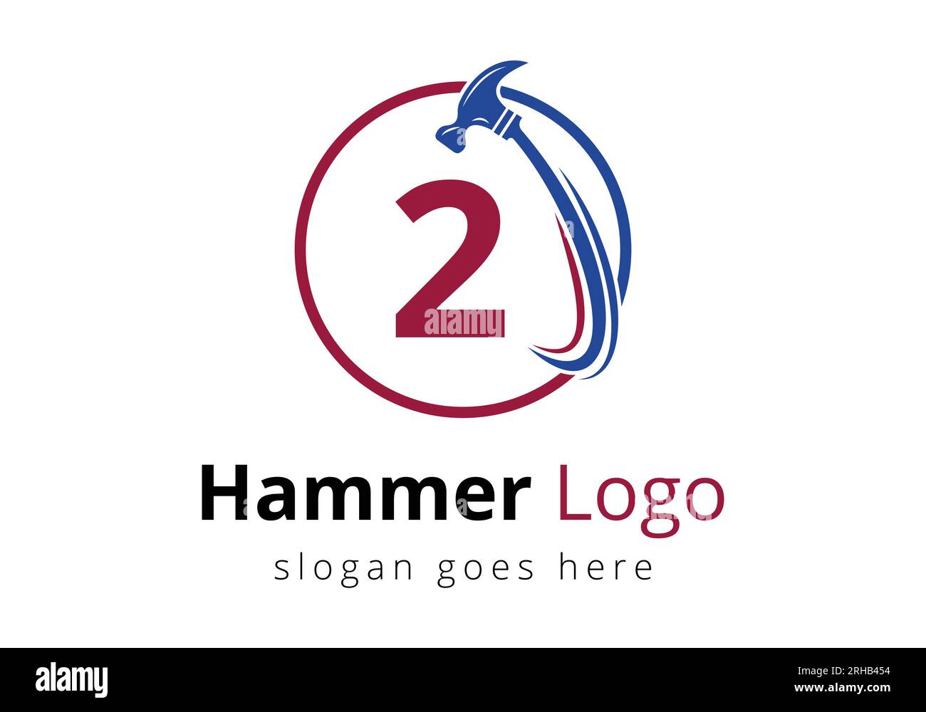 Letter 2 Hammer Logo Concept For Construction, Woodworking Company ...