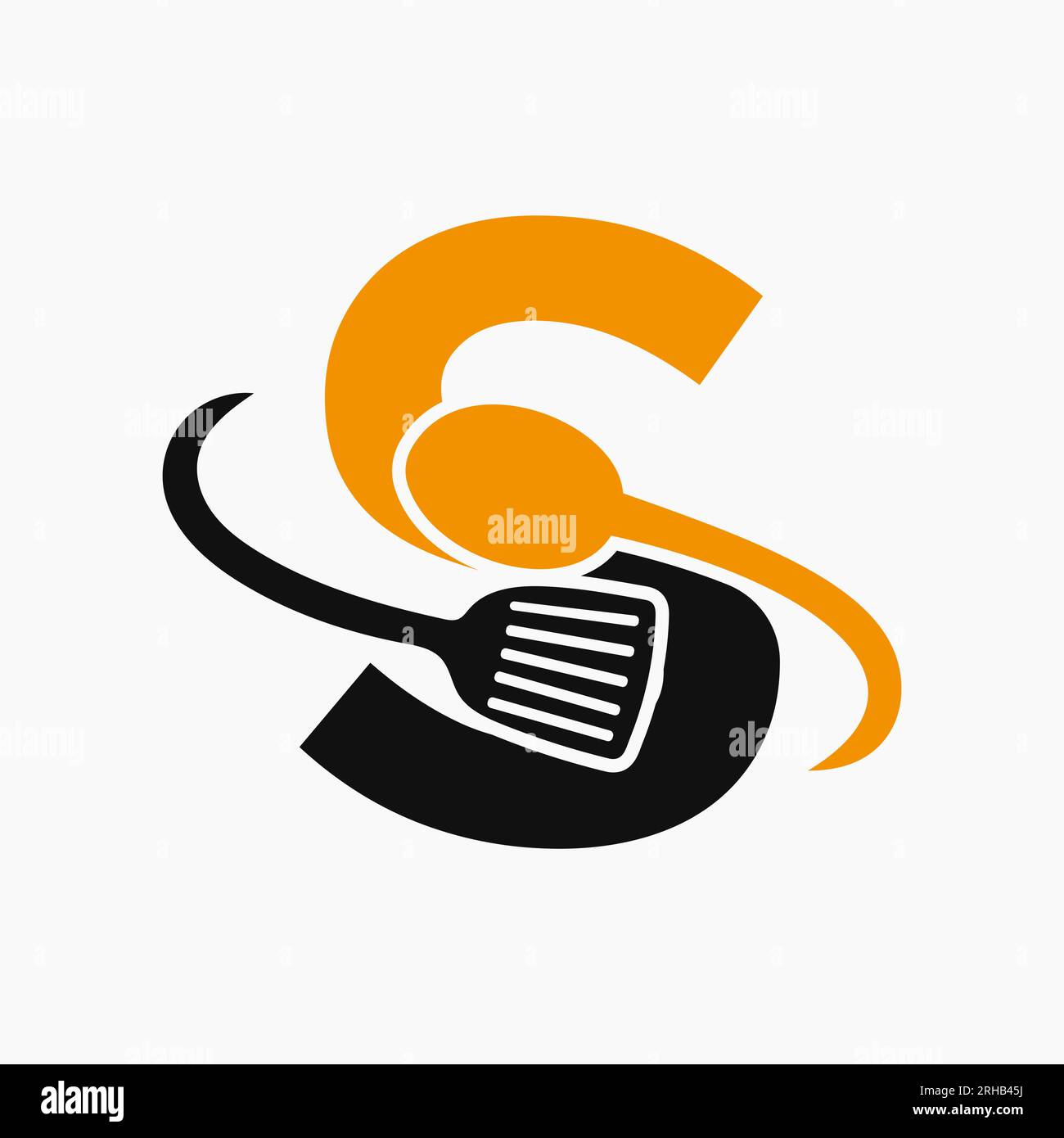 Letter S Restaurant Logo Combined with Spatula and Spoon Icon Stock ...