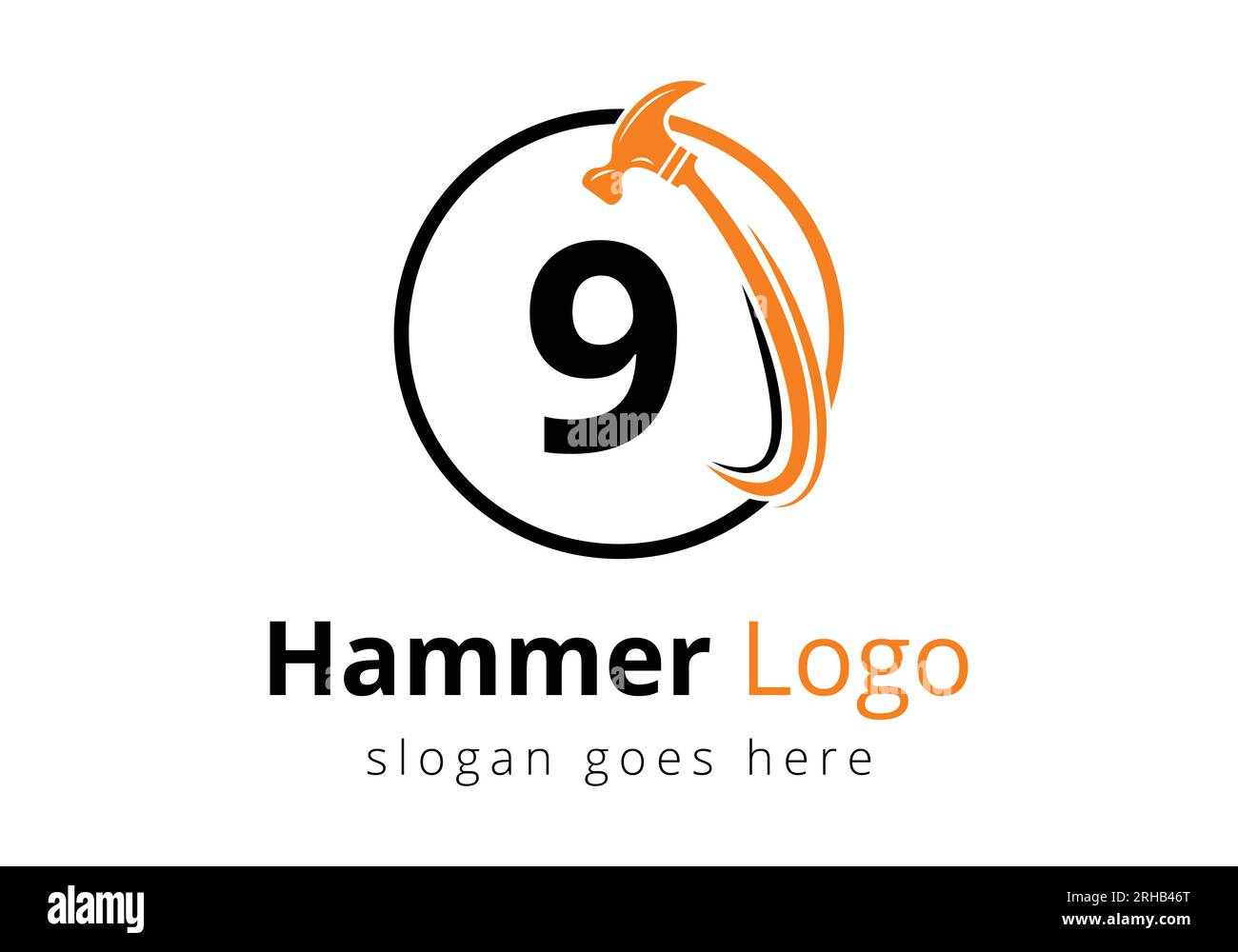 Letter 9 Hammer Logo Concept For Construction, Woodworking Company ...