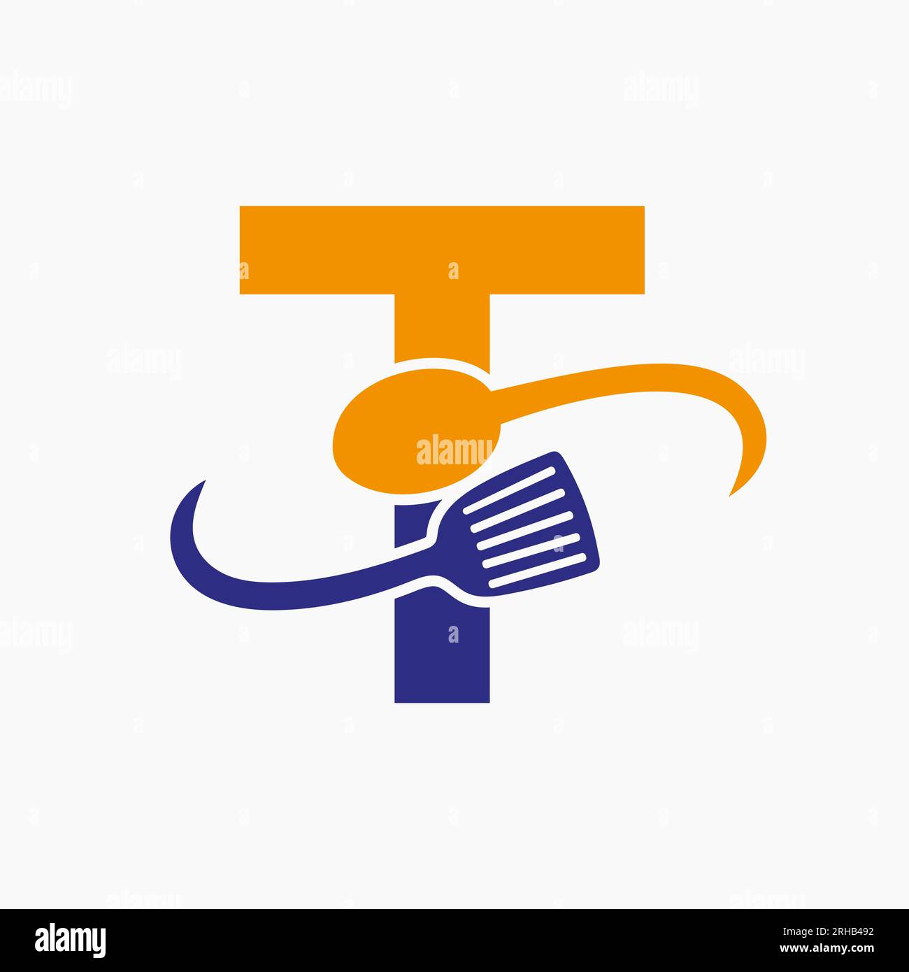 Letter T Restaurant Logo Combined with Spatula and Spoon Icon Stock ...