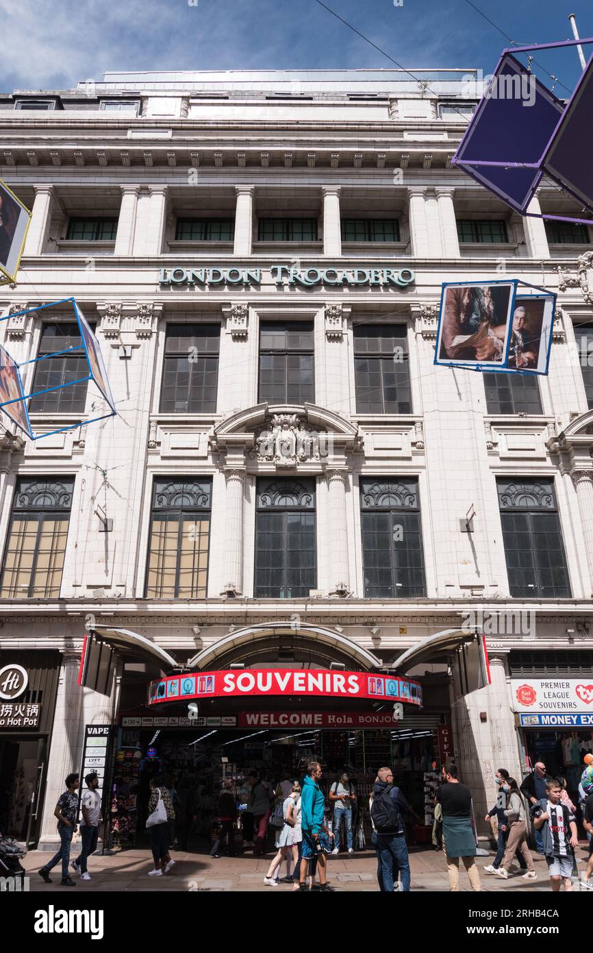 Exterior facade of a spruced-up London Trocadero amd Souvenir Shop on ...