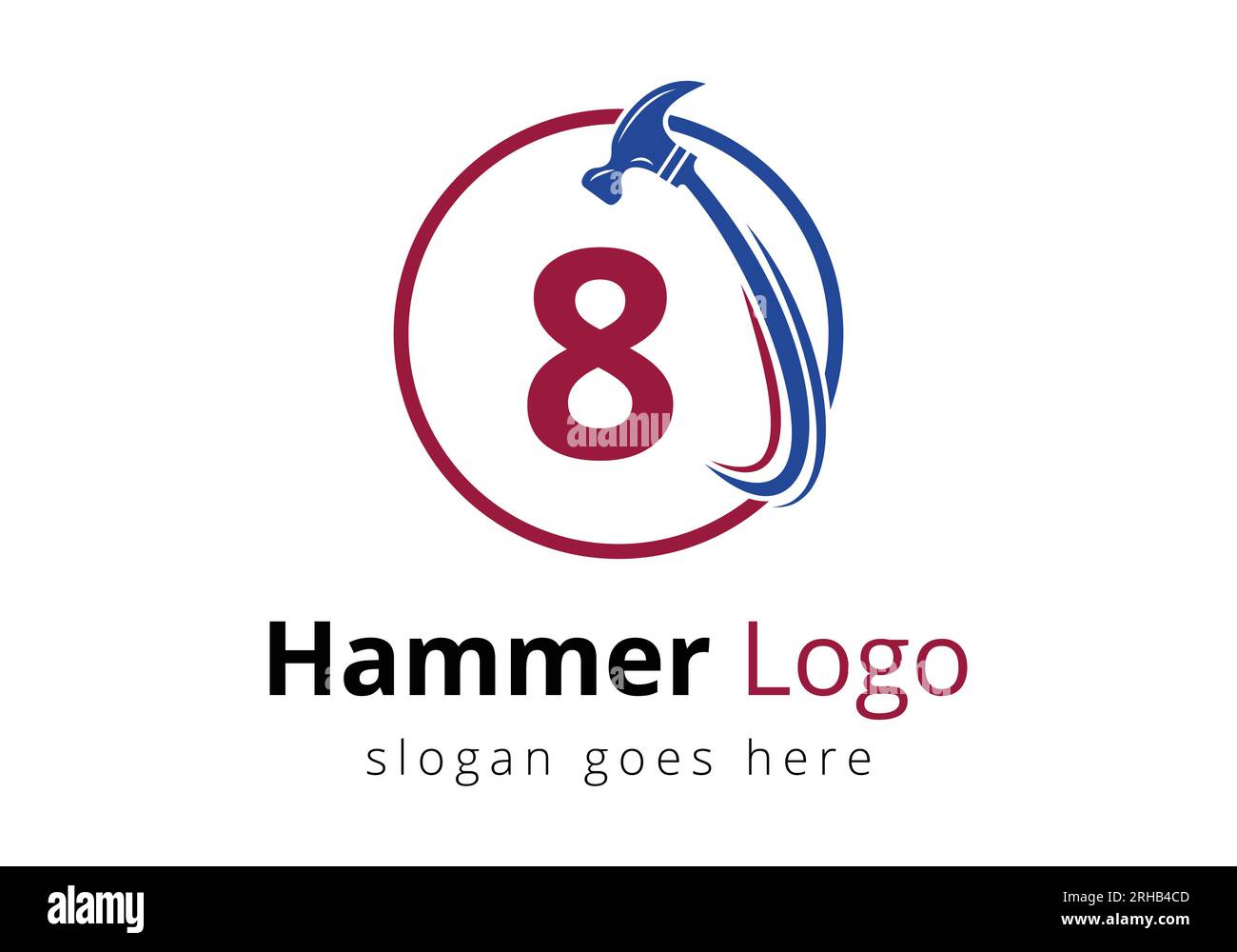 Letter 8 Hammer Logo Concept For Construction, Woodworking Company ...